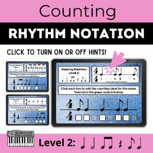 Rhythm Counting in 4/4 Time: Level 2 - Boom Cards