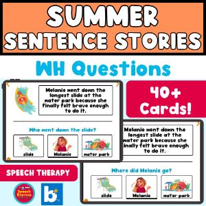 Summer WH Questions Sentence Stories - Boom Cards