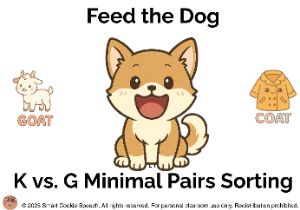 Feed the Dog K vs. G Minimal Pairs Sorting Auditory Discrim - Boom Cards