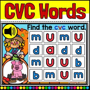 CVC Word Search Fall Mix 3 - Boom Cards