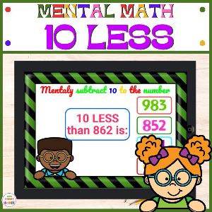 10 Less Subtract 10 Mental Math 2nd Grade Math - Boom Cards