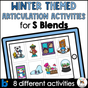 Winter Themed Activities for Articulation for S Blends - Boom Cards