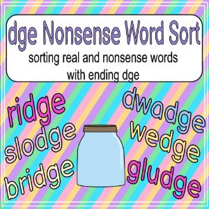 Ending dge Nonsense Word Sort - Boom Cards
