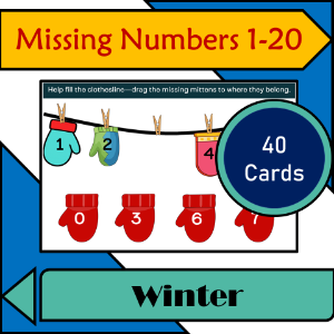 Mittens Missing Numbers 1 - 20 - Boom Cards