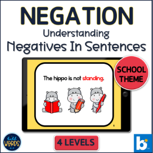 School Theme Negation Understanding Negatives in Sentences - Boom Cards