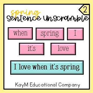 Spring Sentence Unscramble 2 - Boom Cards