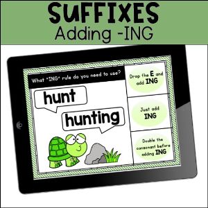 Adding ING (suffixes) - Boom Cards