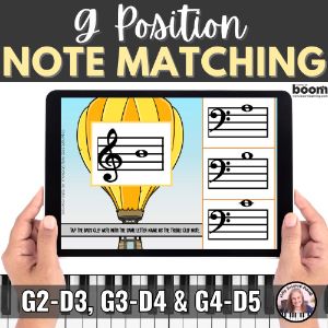 Matching G Position Notes in Treble & Bass Clef - Boom Cards