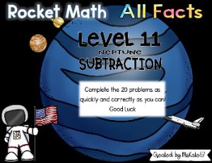 Level 11 Subtraction: All Facts Neptune - Boom Cards