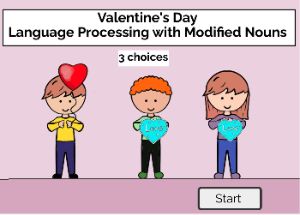 Valentines Day Language Processing, Modified Nouns - Boom Cards