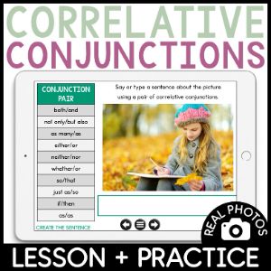 Correlative Conjunctions Speech Therapy Lesson + Practice - Boom Cards