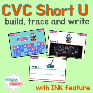 CVC Words Short U (build, trace and write) - Boom Cards