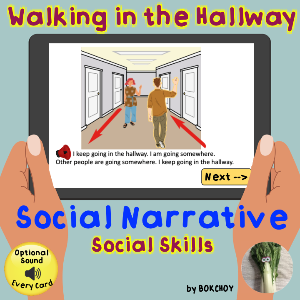Walking in the Hallway Social Narrative - Boom Cards