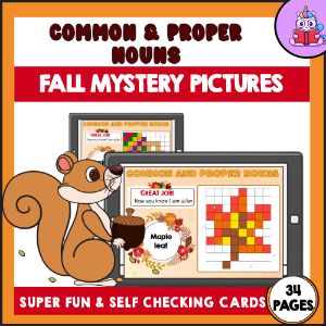 Fall Common And Proper Nouns Mystery Pictures Set 1 Grammar - Boom Cards