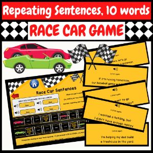 Auditory Discrimination Repeating Sentences Race Car Game - Boom Cards