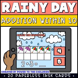 Rainy Day Addition within 10 | Ten Frame | Facts to 10 - Boom Cards