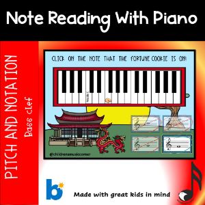 Lunar New Year - Note Reading with Piano Keys Treble Clef - Boom Cards
