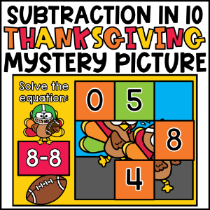 Thanksgiving Subtraction in 10 Hidden Picture - Boom Cards