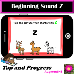Tap the picture that starts with "Z" - Boom Cards