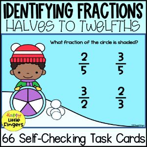Identifying Fractions - Winter - Boom Cards