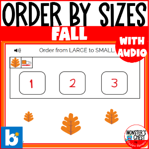 Fall Ordering by sizes Size Sorting with audio - Boom Cards