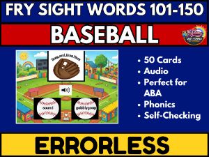 ERRORLESS ~Fry Sight Words~101-150~Baseball - Boom Cards