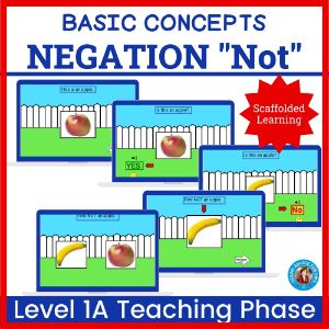 Basic Concepts: Negation 1A with scaffolding - Boom Cards