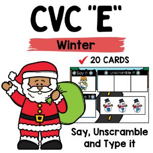 Winter Snowman | CVC E | Say, Unscramble & Type it - Boom Cards