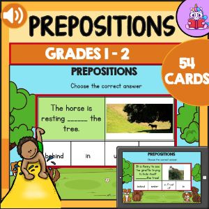 Prepositions Grammar, Parts Of Speech Fun Activities - Boom Cards