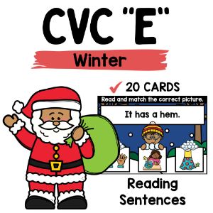Winter Boy Snowball Theme CVC E fluency sentences - Boom Cards