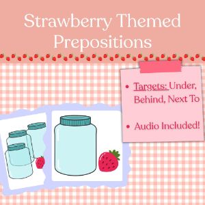 Strawberry Prepositions | Under, Behind, Next To | Vocab - Boom Cards