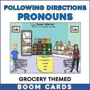 Following Directions: Pronouns Grocery Themed - Boom Cards