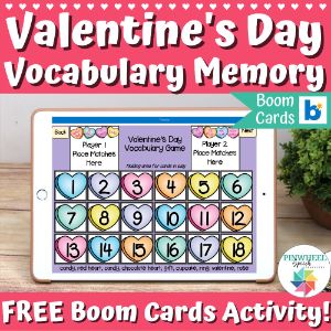 Valentine's Day Vocabulary Memory Game FREE - Boom Cards