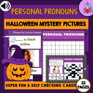 Halloween Personal Pronouns Mystery Pictures Fun Activities - Boom Cards