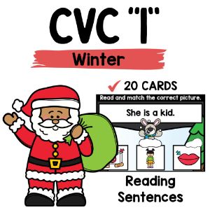 Winter Snow Rabbit CVC I fluency sentences - Boom Cards
