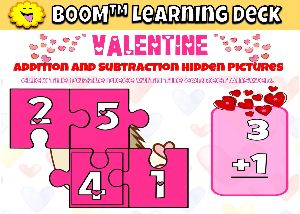 Valentine Addition and Subtraction Hidden Pictures - Boom Cards