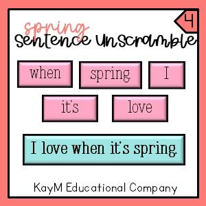 Spring Sentence Unscramble - Boom Cards