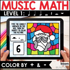 Christmas Color by Music Math Addition and Subtraction - Boom Cards