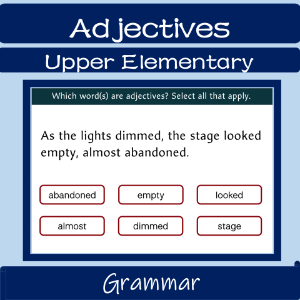 Adjectives in Sentences | Advanced Practice | CCSS L.5.1 - Boom Cards