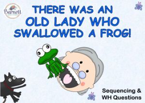 Old Lady Who Swallowed a Frog: Language - Boom Cards