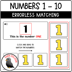 Errorless: Matching Numbers 1-10 - Boom Cards