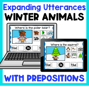 Winter Animals Prepositions & Expanding Utterances - Boom Cards