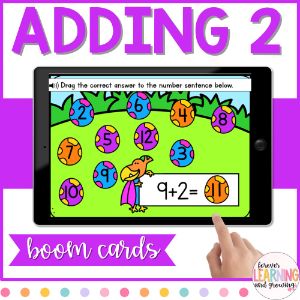 Adding 2 Fact Fluency Addition Practice - Boom Cards