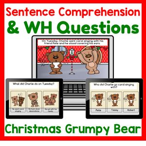 Grumpy Christmas Bear Short Story | WH Questions - Boom Cards