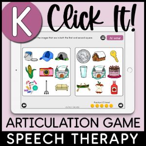 /k/ Articulation Game for Speech Therapy Click It - Boom Cards