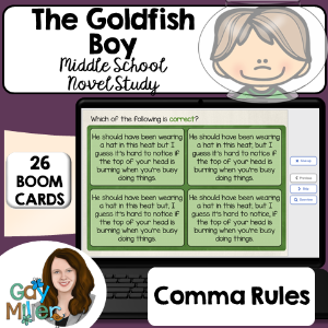 The Goldfish Boy Comma Rules - Boom Cards