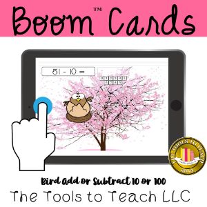 Baby Bird Add or Subtract 10 or 100 Open Response - Boom Cards