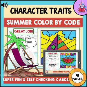 Summer Character Traits Color By Code Take character analysi - Boom Cards