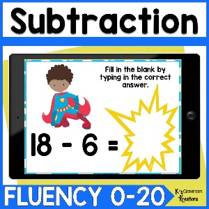 Superhero Subtraction Fact Fluency - Boom Cards