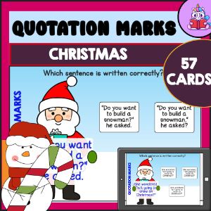 Winter Christmas Quotation Marks Task Cards v2 - Boom Cards